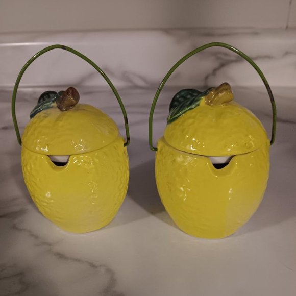 Source Unknown | Kitchen | Vintage 2 Lemon Condiment Holders W Lids And ...